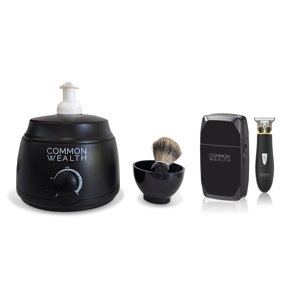 Common Wealth Barber Finishing Gift Set Lather Machine Shaver Hair Tri ...